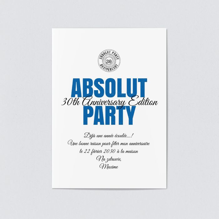 Absolut Party | Carte simple | Blanc | 75518.flat