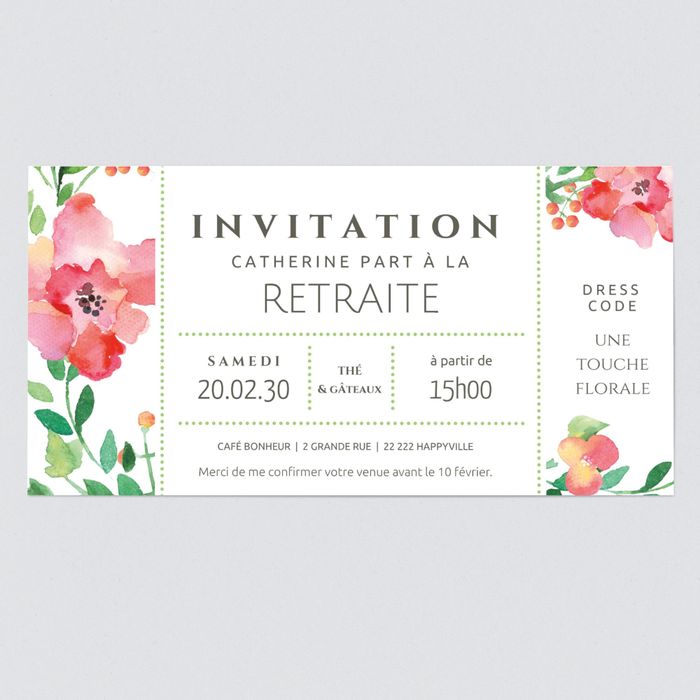 Carte d'invitation à votre pot de départ en retraite