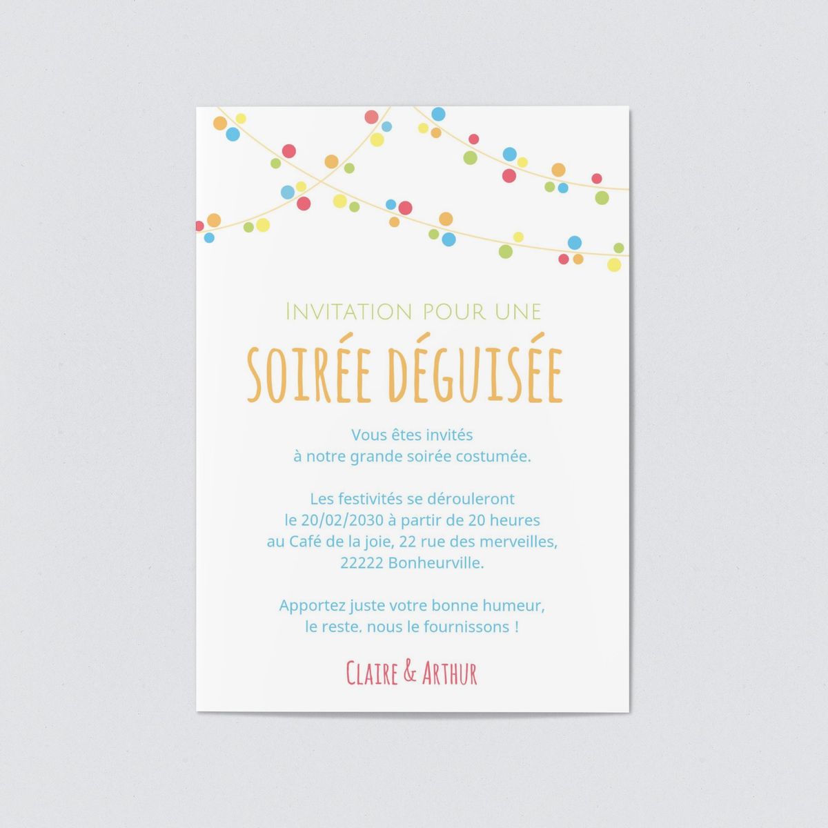 Cartes d'invitation de soirée et fête entre amis
