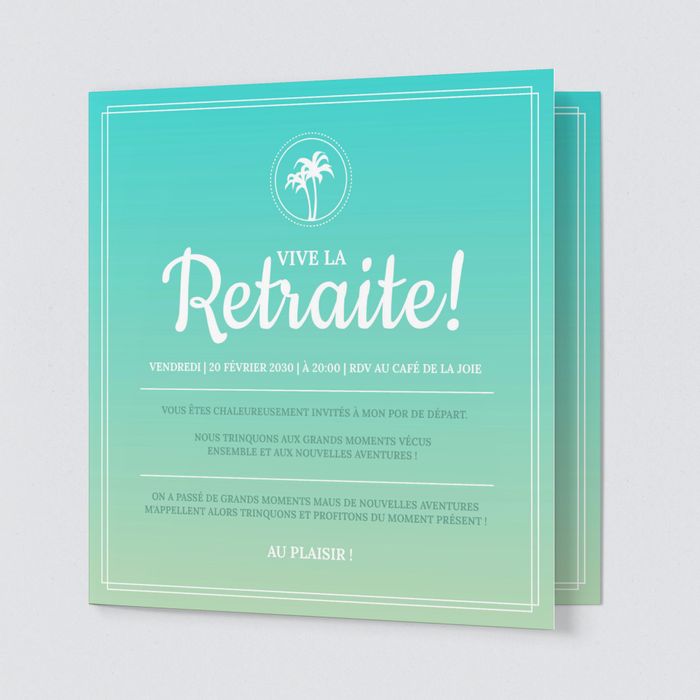 Carte d'invitation à votre pot de départ en retraite